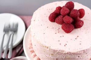 Vanilla Raspberry Cake with Raspberry Frosting - The Unlikely Baker