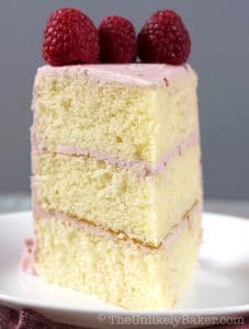 Vanilla Raspberry Cake with Raspberry Frosting - The Unlikely Baker