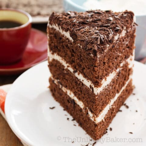 Chocolate Chiffon Cake with Whipped Cream Frosting