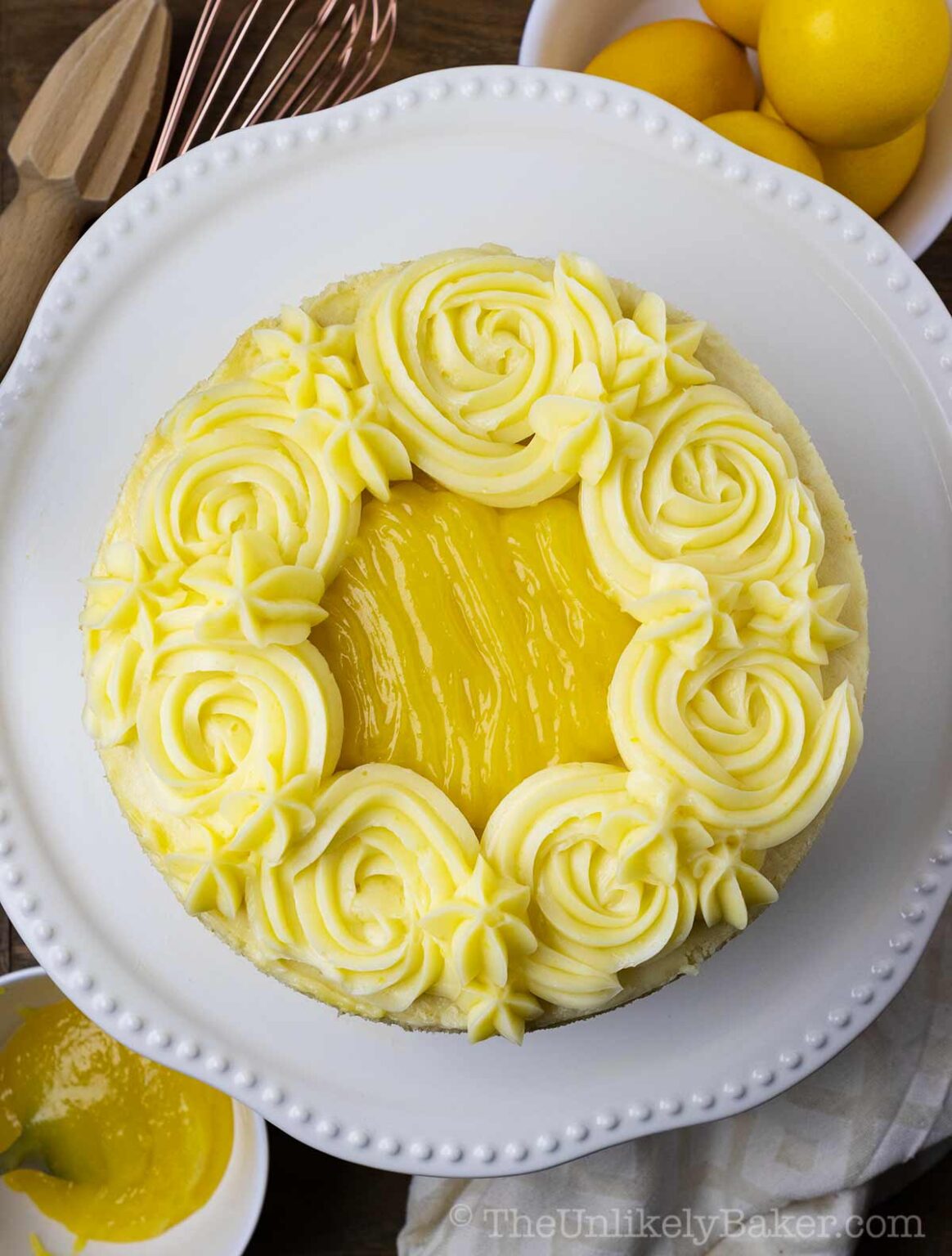 Lemon Cake With Lemon Curd Filling And Lemon Buttercream