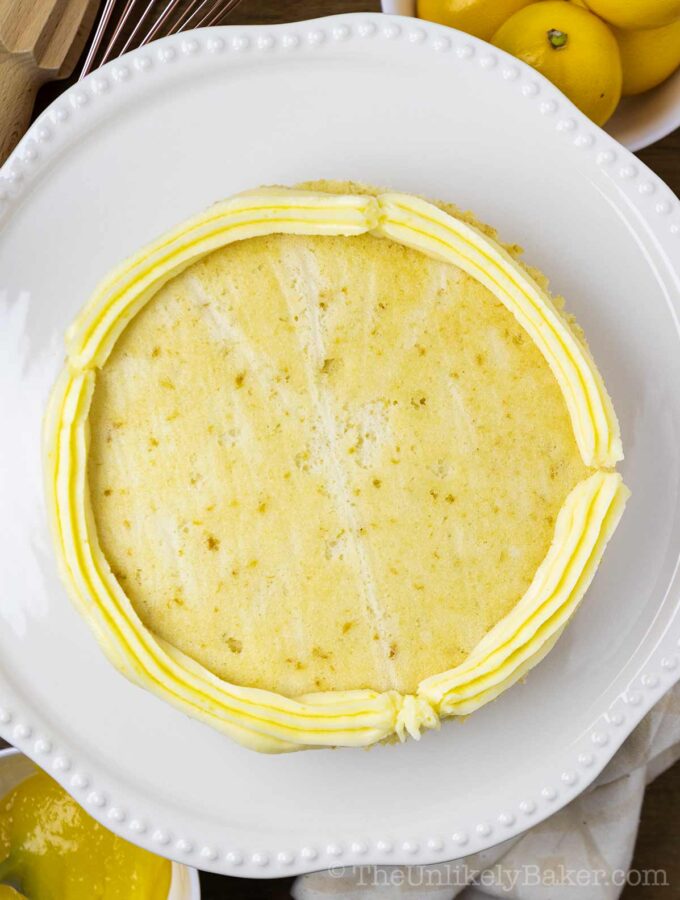 Lemon Cake with Lemon Curd Filling and Lemon Buttercream
