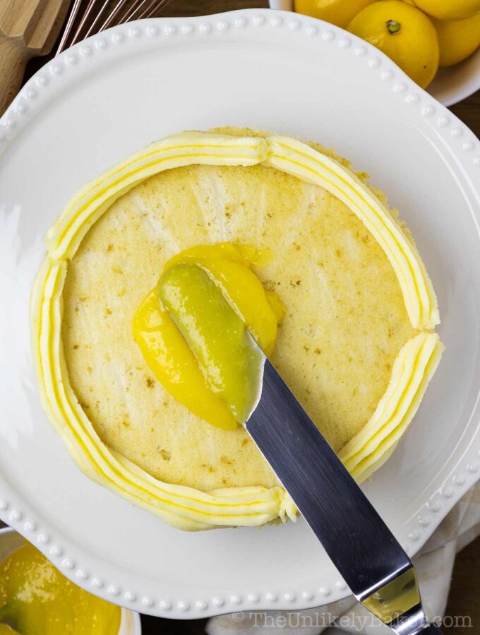 Lemon Cake With Lemon Curd Filling And Lemon Buttercream