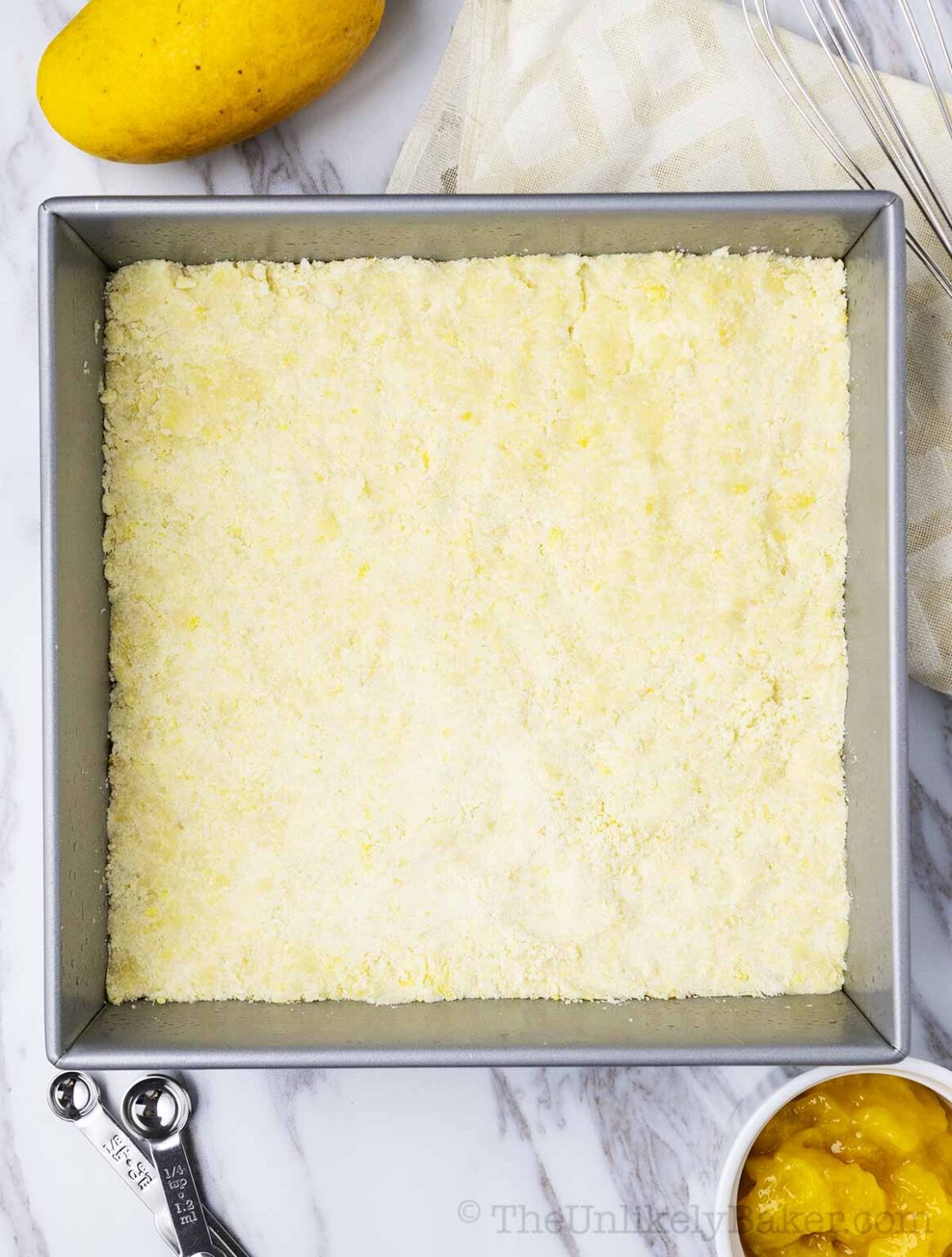 Mango Bars Recipe with Shortbread Crust and Crumble - The Unlikely Baker