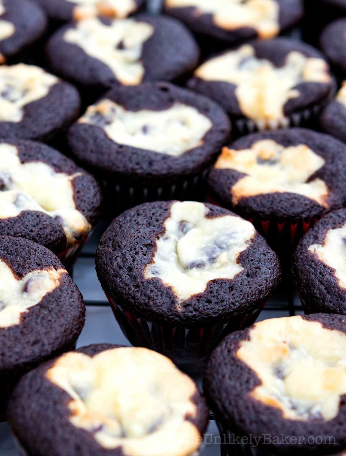 Mini Black Bottom Cupcakes Recipe - The Unlikely Baker