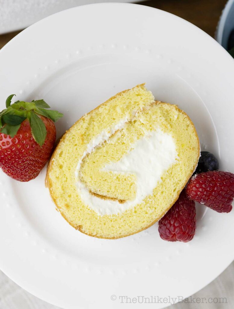 Vanilla Swiss Roll Cake Recipe - The Unlikely Baker®