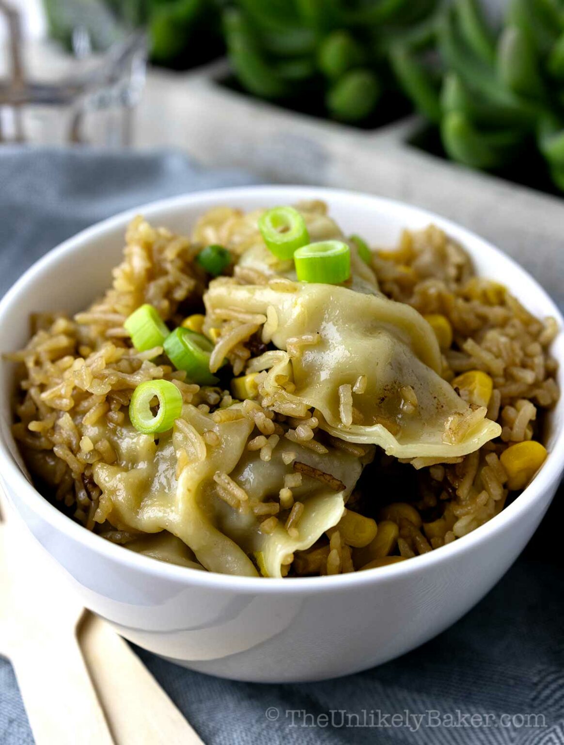 Mandu Rice (Dumpling Rice in Rice Cooker)