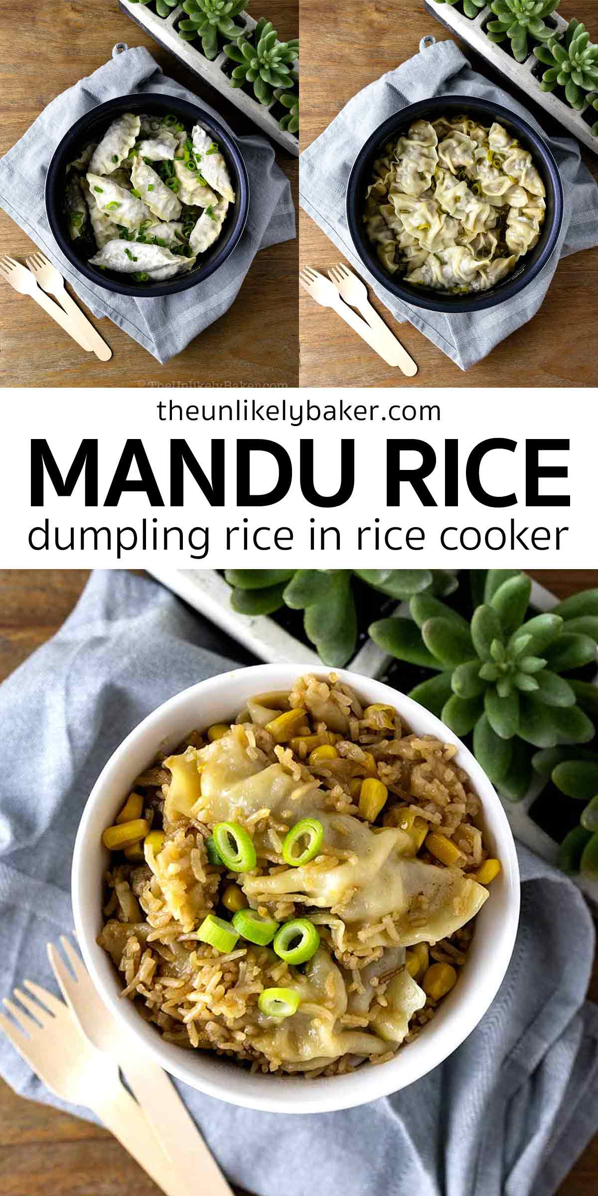 Mandu Rice (Dumpling Rice in Rice Cooker)